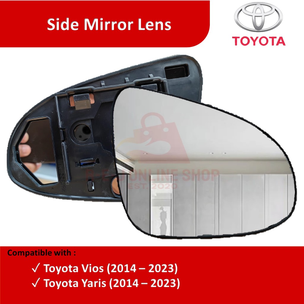 Side Mirror Lens for Toyota Vios (2014 - 2023), Toyota Yaris (2014 ...