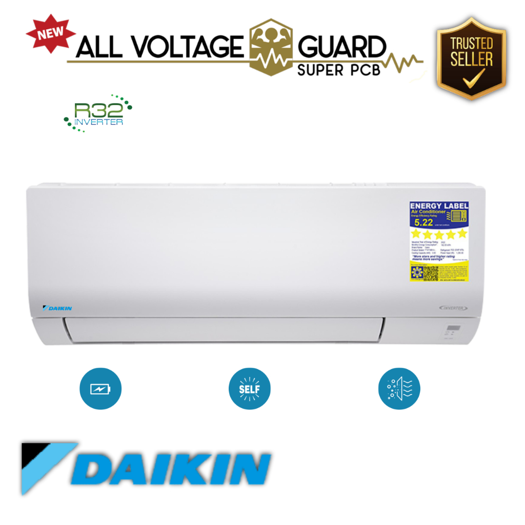 1.0HP DAIKIN - D SMART LITE SERIES - WALL - INVERTER - R32 | Shopee ...