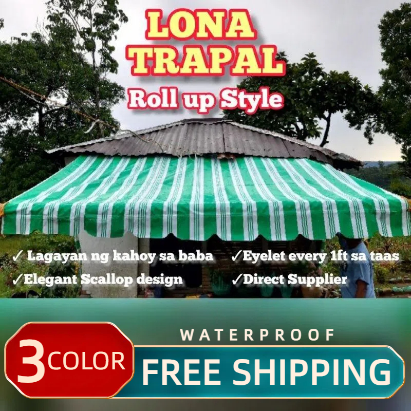 Lona Trapal Waterproof Makapal Stripes Tolda Trapal Awning Roll Up Tarp ...