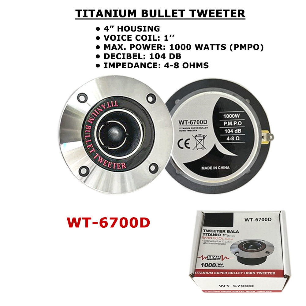 Titanium bullet 4" Speaker Bullet Tweeter, compact, powerful, high ...