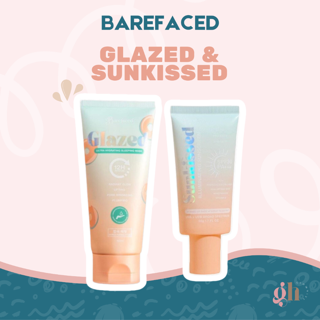 BAREFACED SUNKISSED ILLUMINATING SUNSCREEN | GLAZED ULTRA HYDRATING SLEEPING MASK | Shopee ...
