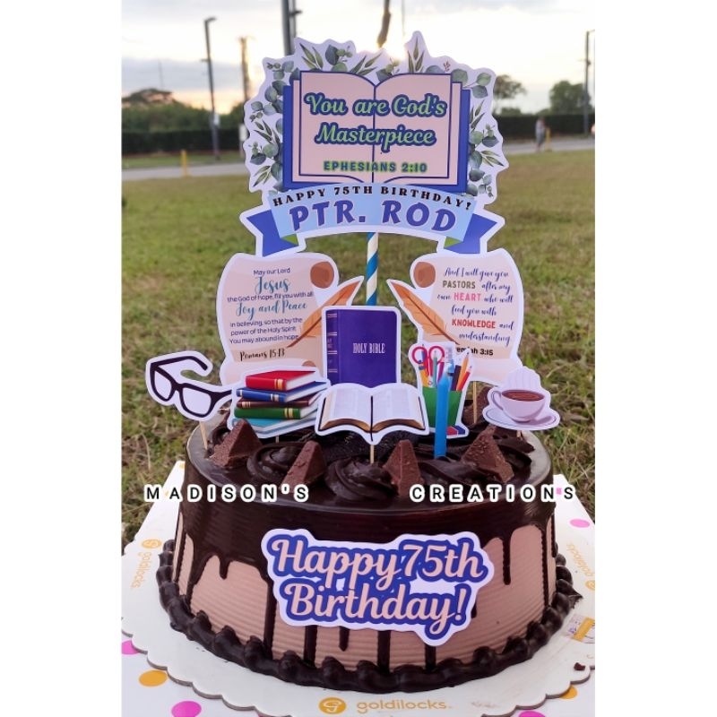 Bible Verses Pastor Party Cake Topper/Banner, Backdrop Set (Personalize ...