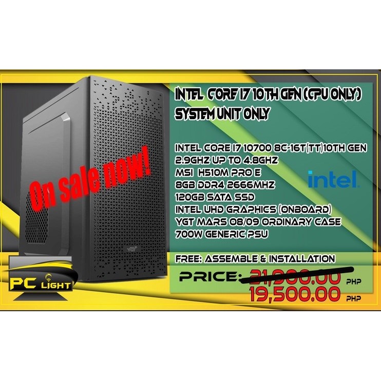 INTEL CORE I7 10700 8C-16T(TT)10th gen 2.9 UP TO 4.8GHZ SYSTEM UNIT ...