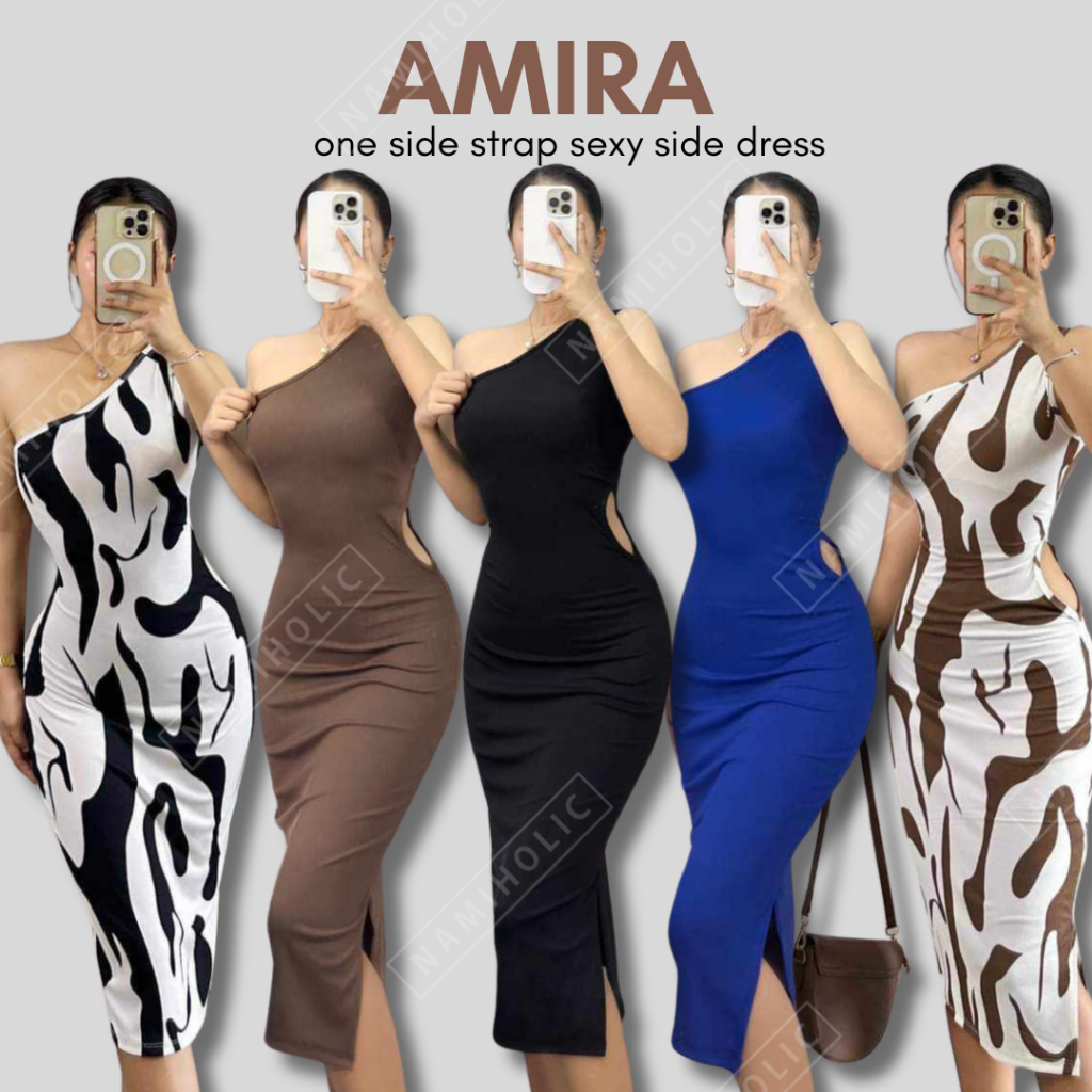 Namiholic Amira One Side Strap Sexy Side Dress I Knitted Fabric XS to ...