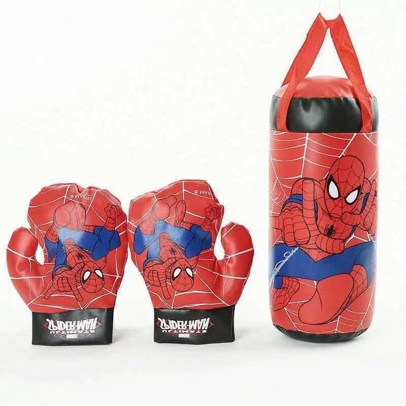 Mini Soft Spiderman and cars boxing bag with gloves toy for children ...