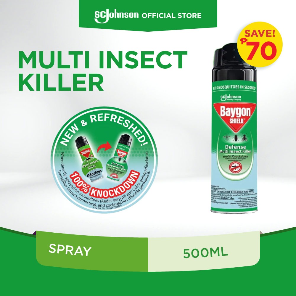 Baygon Shield Defense Multi-Insect Killer - 500 ml | Shopee Philippines