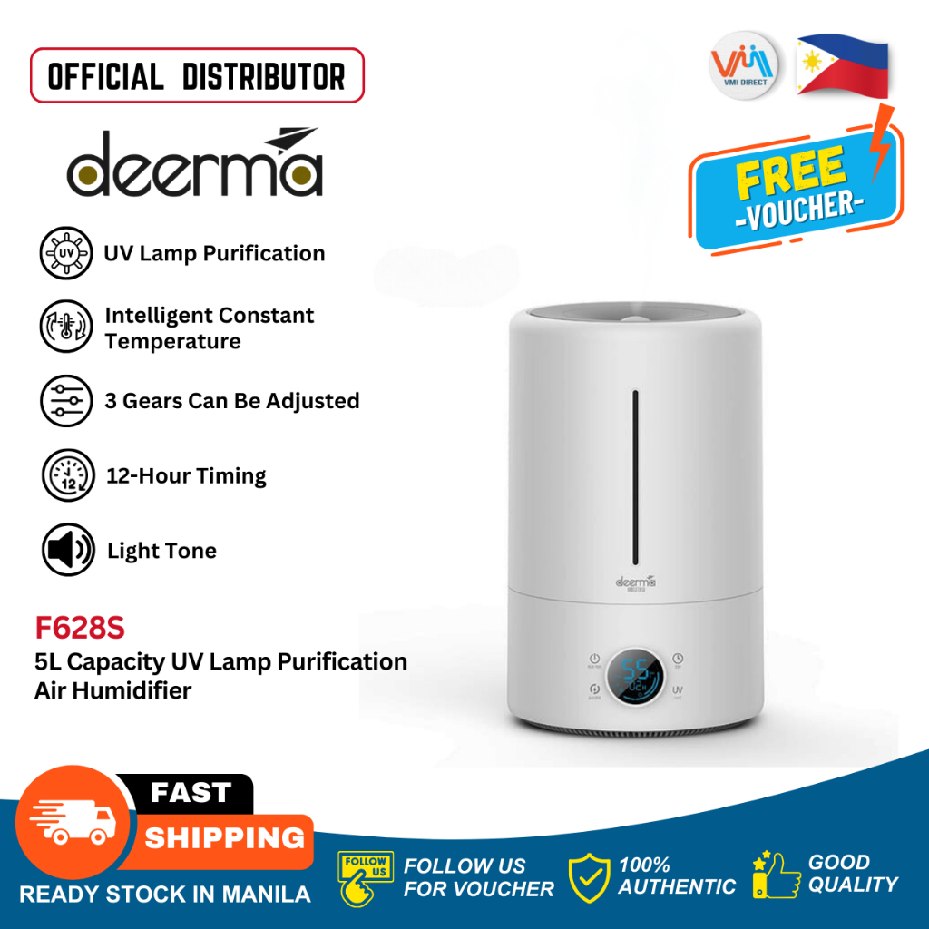 Deerma F628S Humidifier Intelligent Humidity with Digital Display Screen 5L Capacity & UV Lamp ...