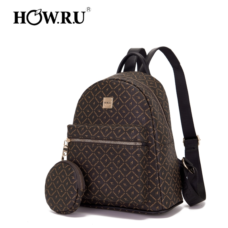 HOW.R.U Bags Authentic Quality Large Capacity PU Leather Woman Back ...