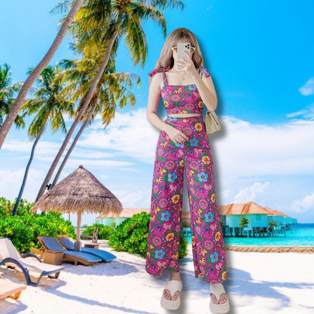 Pants Terno Set Floral Summer/Beach Outfit | Shopee Philippines