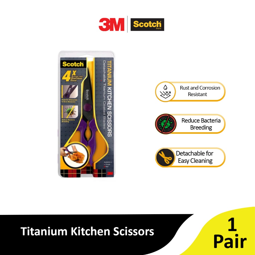 3M Scotch Titanium Kitchen Scissors, Rust & Corrosion Resistant, For ...