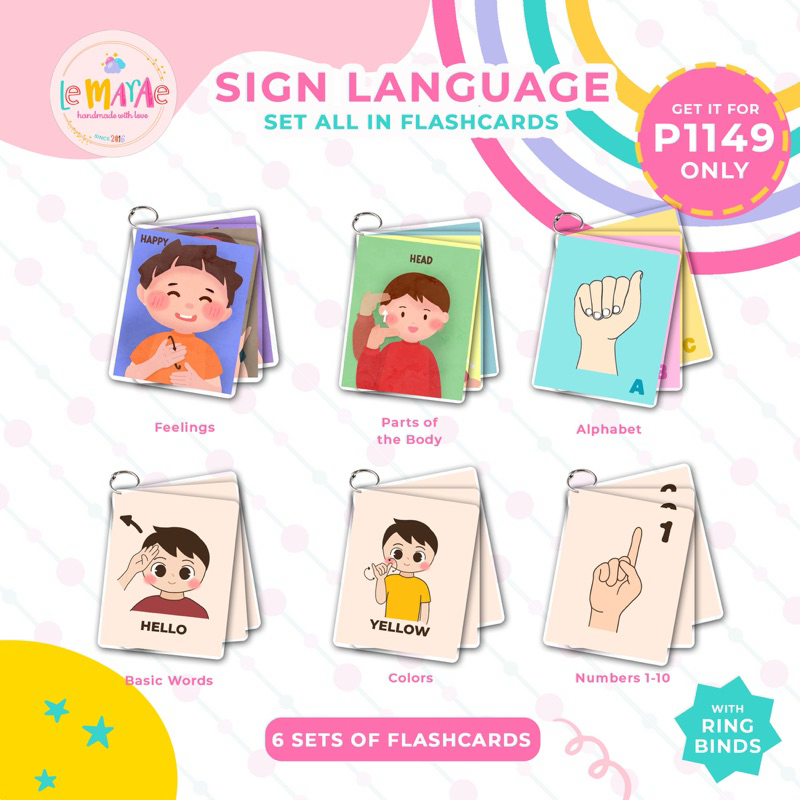 SIGN LANGUAGE FLASHCARDS SET Laminated Educational Flash Cards ASL ...