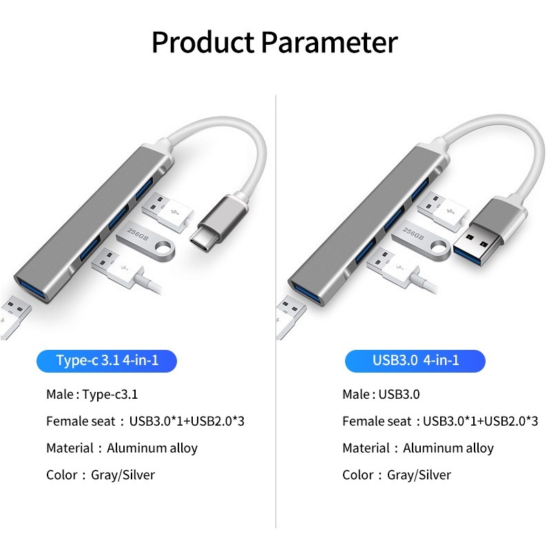SB HUB Multiple Type C Hub Converter USB Splitter 4 Ports Hight Speed ...