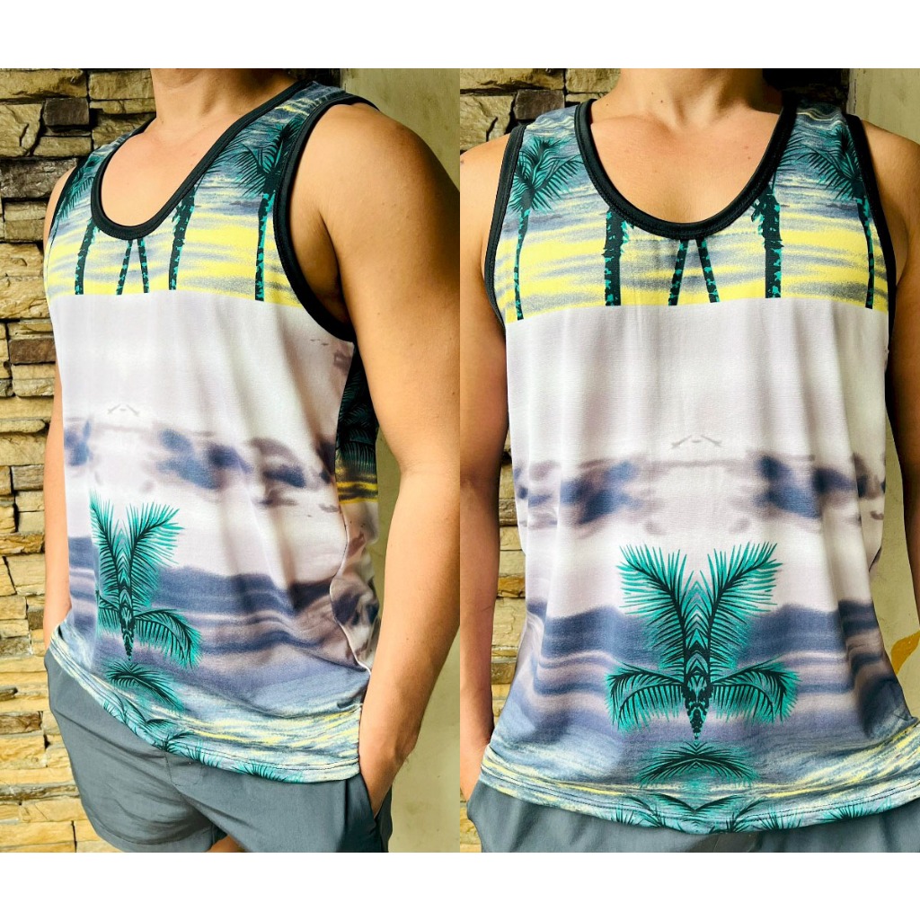 Sleeveless Mens Cotton Sando Printed Design Summer Pambahay Sports Gym ...