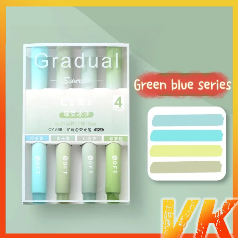 VK Gradual Highlighter Pens Cute Painting Tools Students Markers Korean ...
