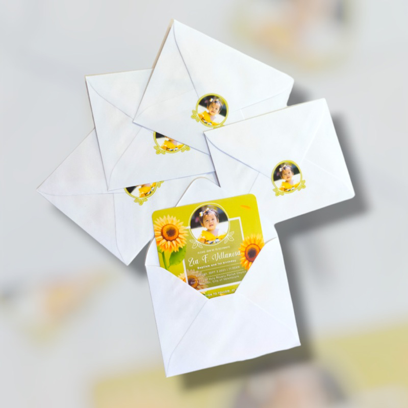Invitation Card with Envelope and sticker seal for birthdays, baptism ...