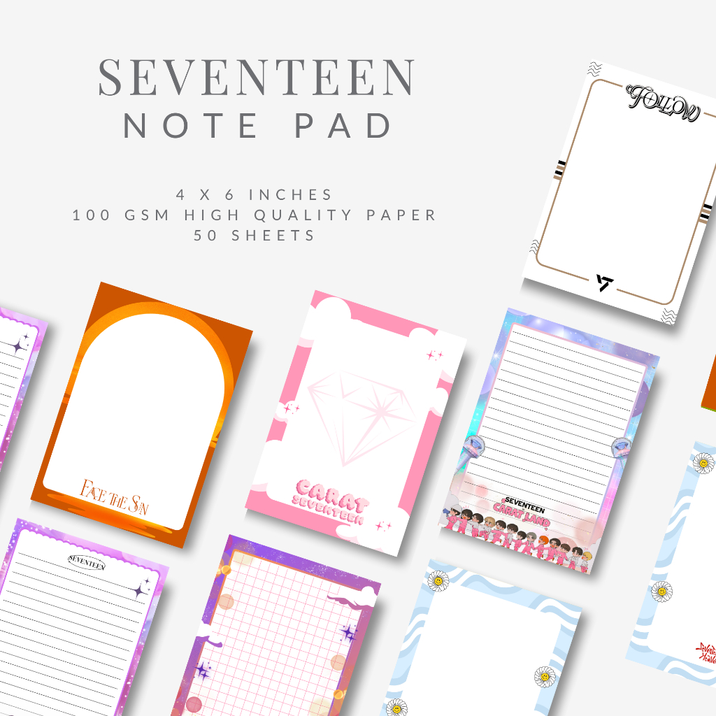 SEVENTEEN THEME - TEAR OFF NOTEPADS (FAN MADE) | Shopee Philippines