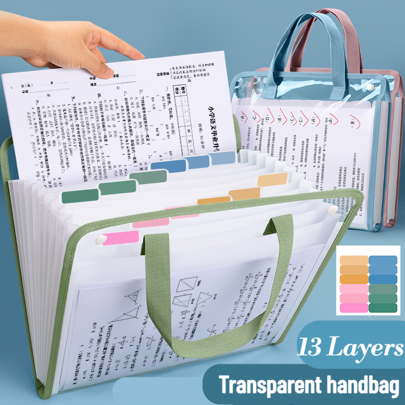 Expanding File Folder With 13 Pockets Paper Organizers Transparent ...