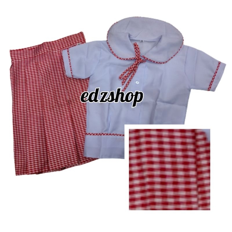 terno blouse with piping chekerd red,school uniform please double check ...