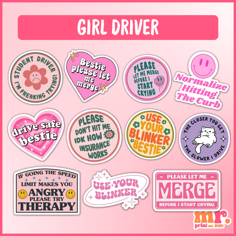 GIRL DRIVER STICKERS STUDENT DRIVER WATERPROOF STICKERS | Shopee ...
