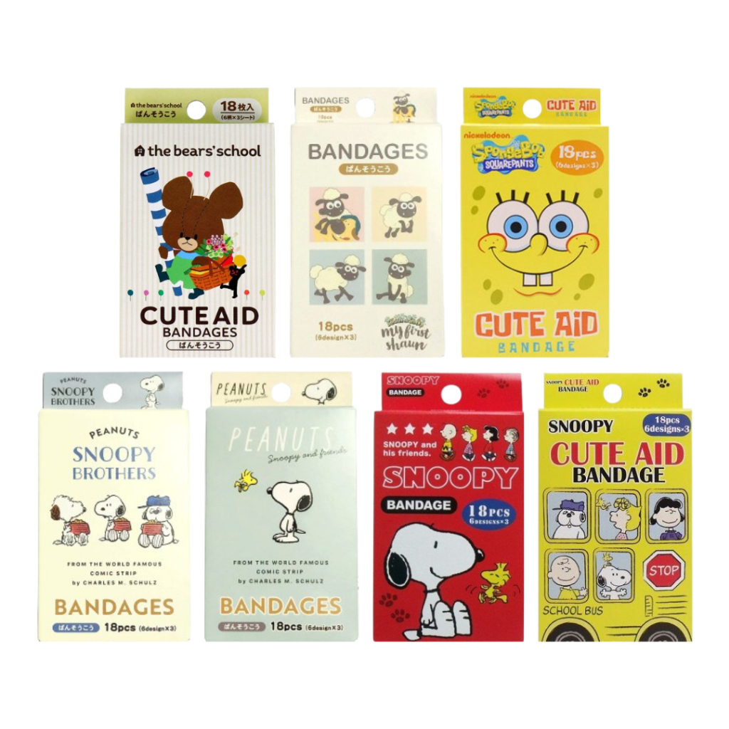 Spongebob Snoopy Peanuts 6 Designs 18 Sheets Medical Plaster | Shopee ...