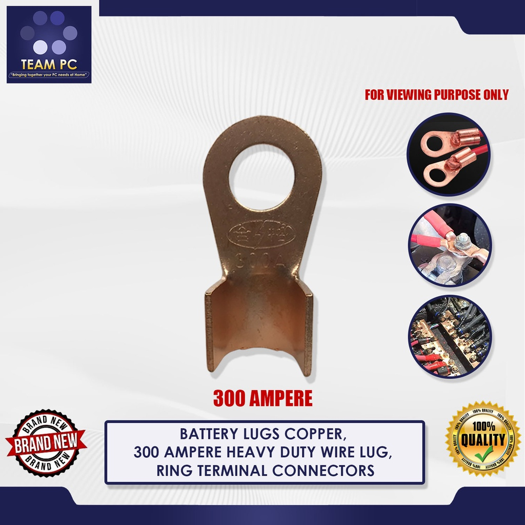 BATTERY LUGS COPPER, 300 AMPERE HEAVY DUTY WIRE LUG, RING TERMINAL ...