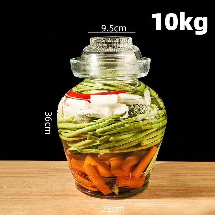 1.5kg/5kg/10kg big glass jar kimchi container airtight glass fermentation jar with lid heat ...