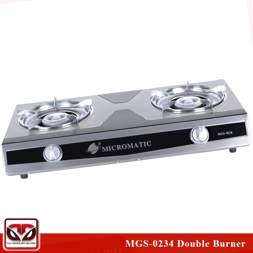 Micromatic MGS-0234 Double Burner Stainless Steel Gas Stove with Drip ...