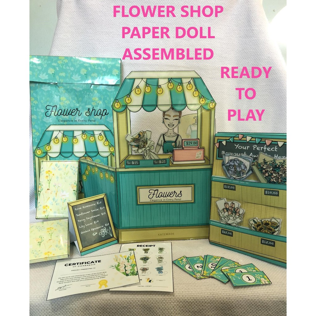 FLOWER SHOP PAPER DOLL READY TO PLAY KIDS BUSY ACTIVITY QUIET BOOK ...