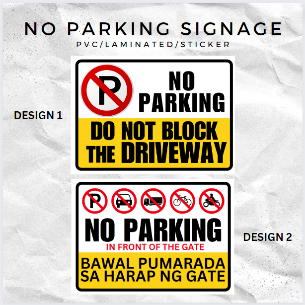 NO PARKING SIGNAGE PVC/LAMINATED/STICKER | Shopee Philippines