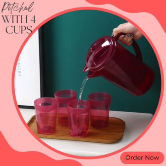 1500ml Pitcher with 4 Cups Large High Quality Fiberglass Pitcher with ...