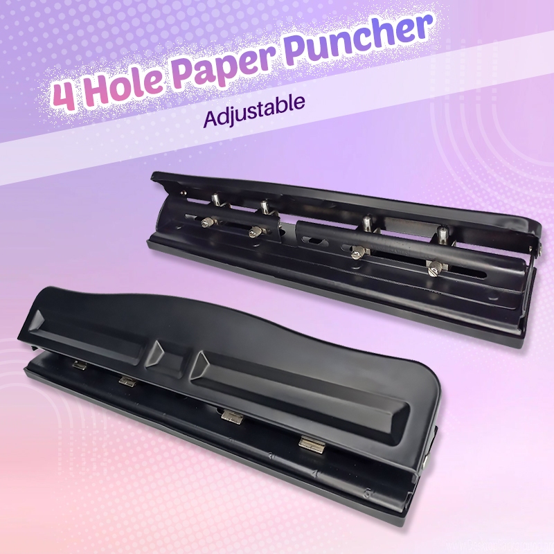 4 Hole Desktop Puncher Adjustable A4 Size Metal Puncher for DIY 4-Ring ...