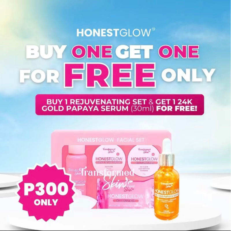 BUY1Honest Glow Rejuv Set GET 1 FREE 24K GOLDSERUM/Blue Serum ...