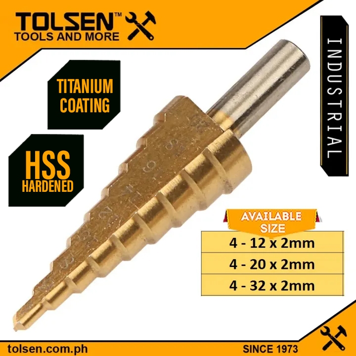 Tolsen Titanium Coated Step Drill Bit (4-12 to 4-32) | Shopee Philippines