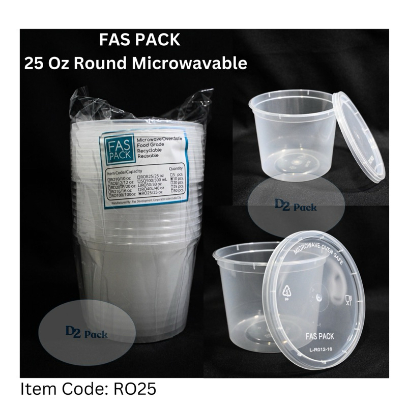 FAS PACK Microwavable Round Food Container RO25 10pcs | Shopee Philippines