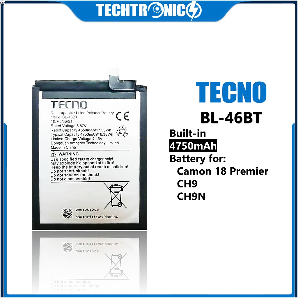 Battery BL-46BT Tecno Camon 18 Premier CH9 CH9N 4750mAh | Shopee ...