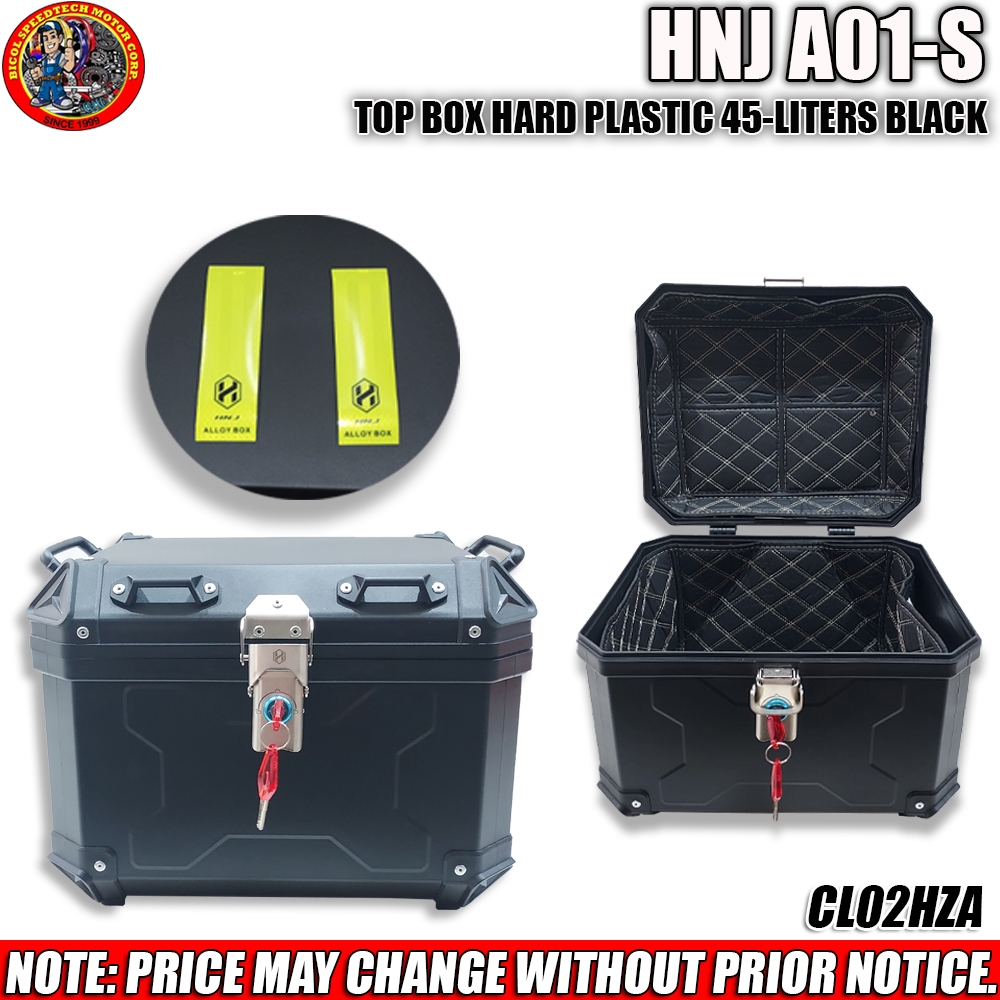 HNJ A01-S TOP BOX HARD PLASTIC 45 LITERS BLACK WITH BASE PLATE(CL02HZA ...