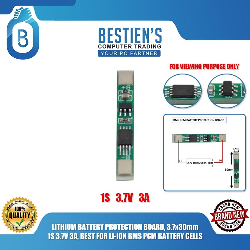 LITHIUM BATTERY PROTECTION BOARD, 3.7x30mm 1S 3.7V 3A, BEST FOR LI-ION ...