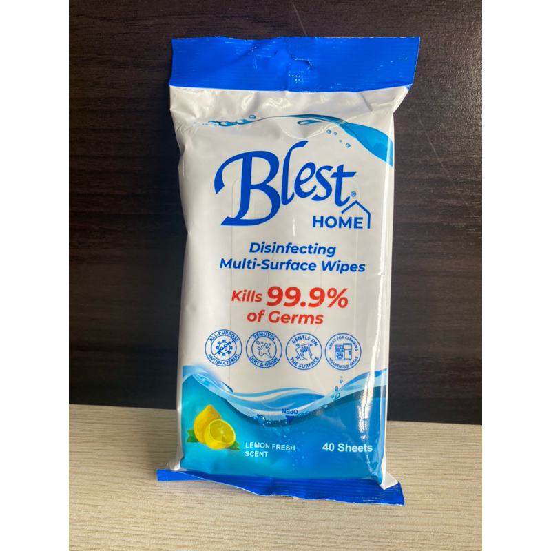 BLEST Home Disinfecting Multi-Surface Wipes Lemon Fresh 40 Sheets ...