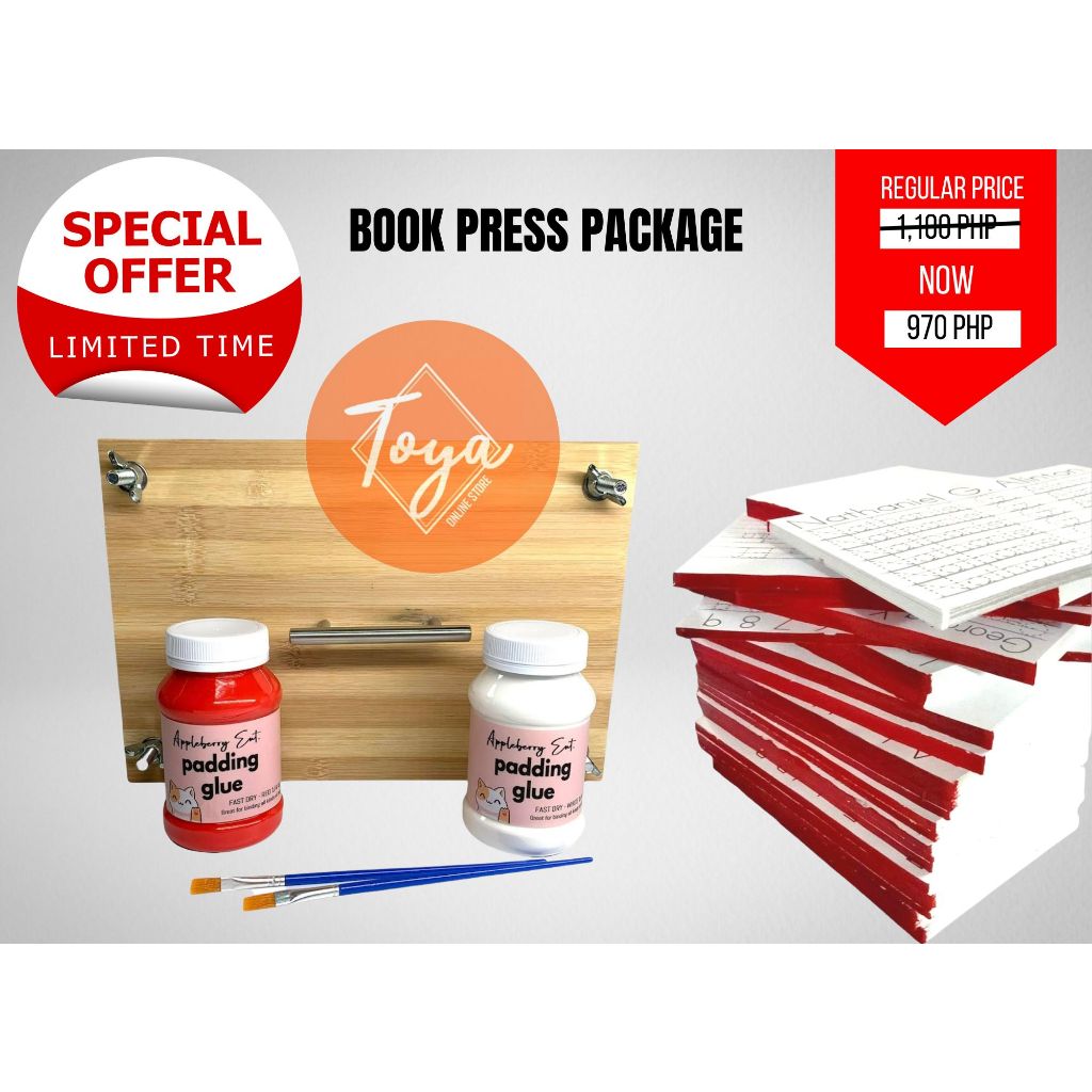 BOOK PRESS / PAD PRESS Package with Padding Glue and FREE BRUSH ...