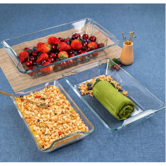 Tempered glass baking tray microwave oven steamed plate oval rectangle ...