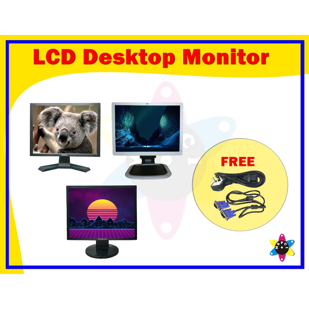 Computer Desktop Monitor 19 Inch Square Type LCD with VGA and Power ...