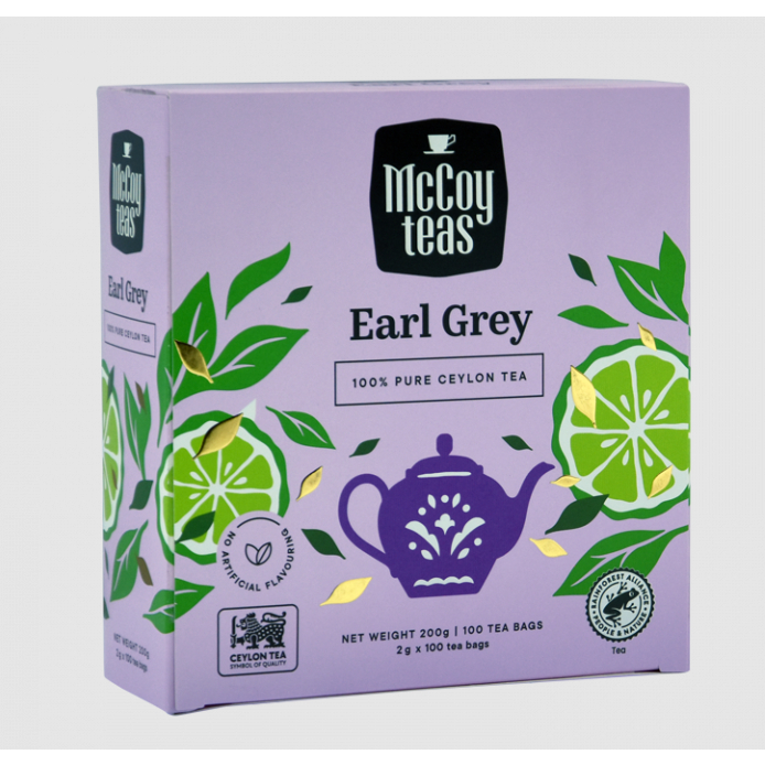 McCoy Teas EARL GREY 100 Tea Bags 200g (2g x 100 tea bags) {Sri Lanka ...