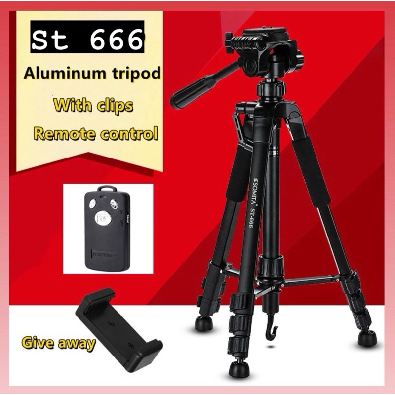 ST-666/F550T for ip & Android Smartphone DSLR Tripod+Bluetooth Remote (St666 w/Remote) | Shopee ...