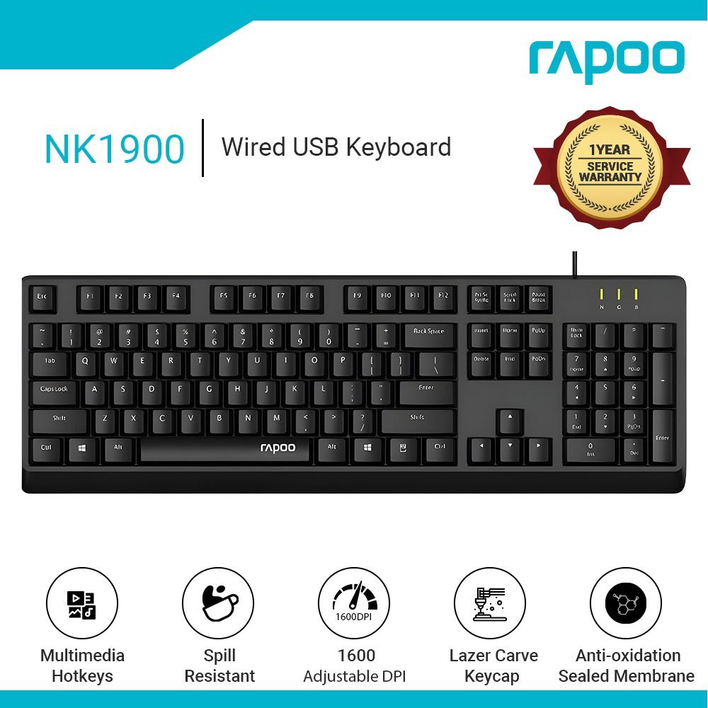 Rapoo NK1800 Wired Silent Keyboard for PC/Laptop 104 Keys 10 Million Times | Shopee Philippines