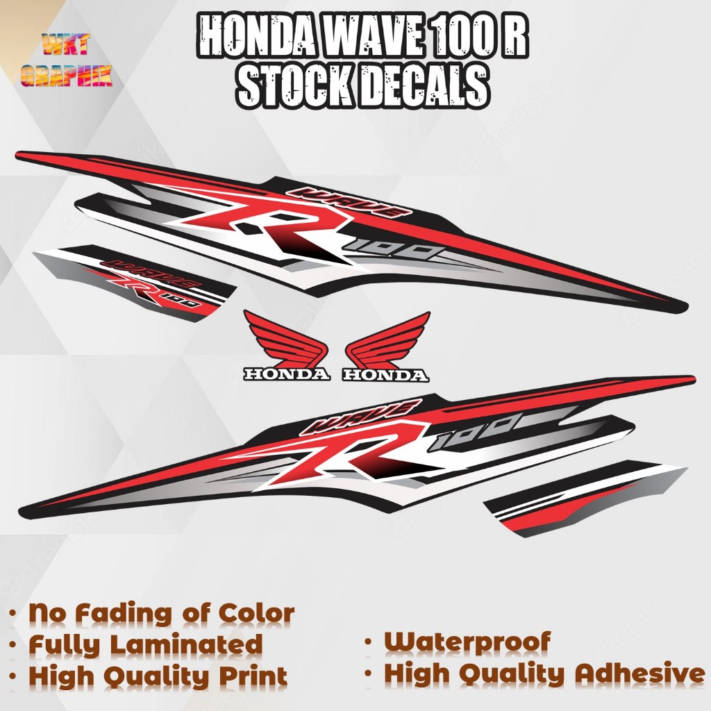 HONDA WAVE 100 R STOCK DECALS (WATERPROOF, NO FADE, FULLY LAMINATED ...