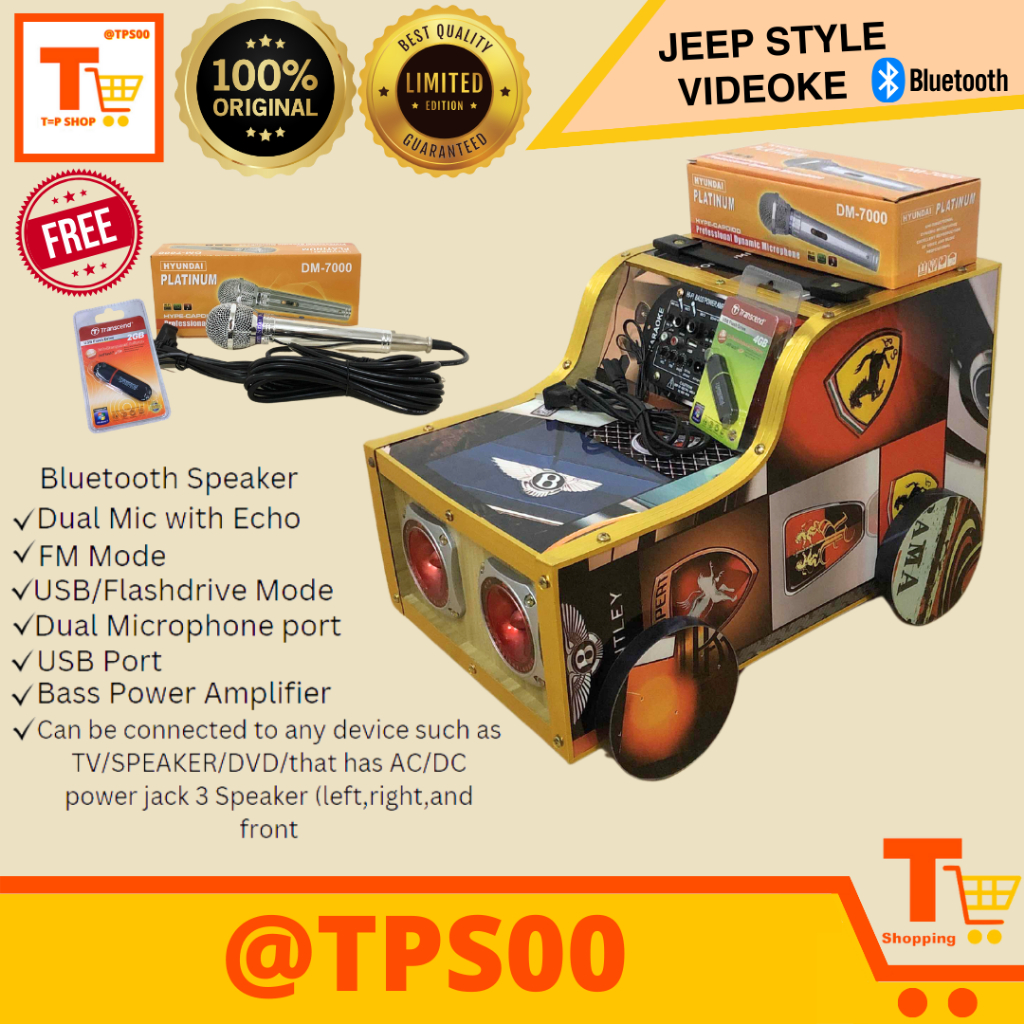 JEEP STYLE MINI VIDEOKE/KARAOKE BLUETOOTH SPEAKER WITH PLATINUM ...
