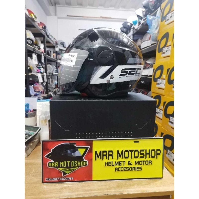sec moon black white classic helmet | Shopee Philippines