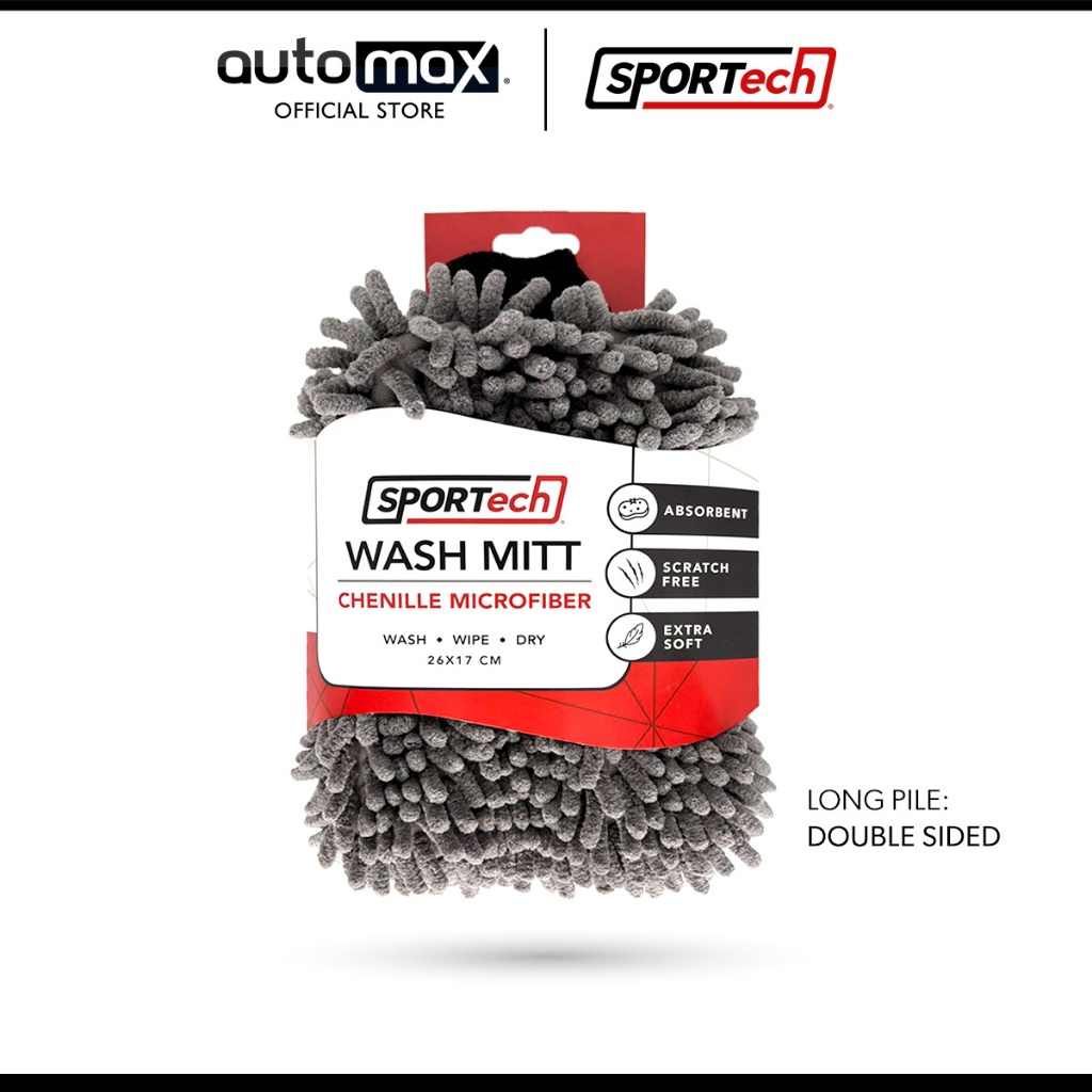SPORTech Microfiber Wash Mitt / Cleaning Glove - Double Sided Thick ...