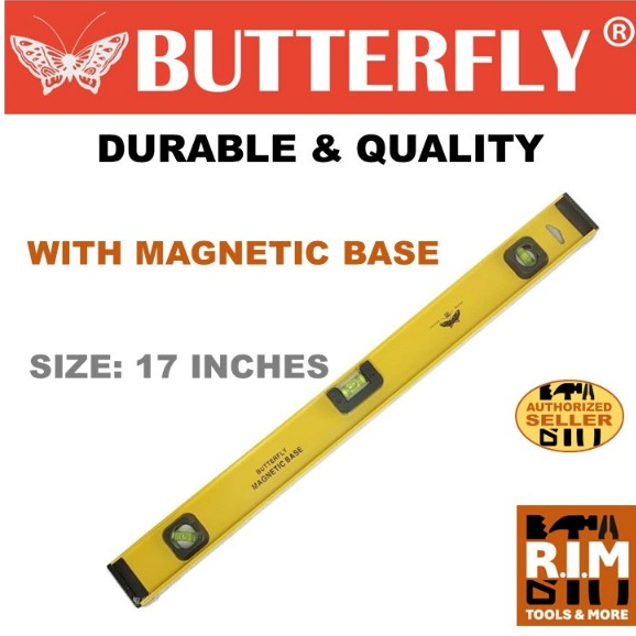 BUTTERFLY Level Magnetic Base Ruler for Measuring 17 INCHES, 44cm ...