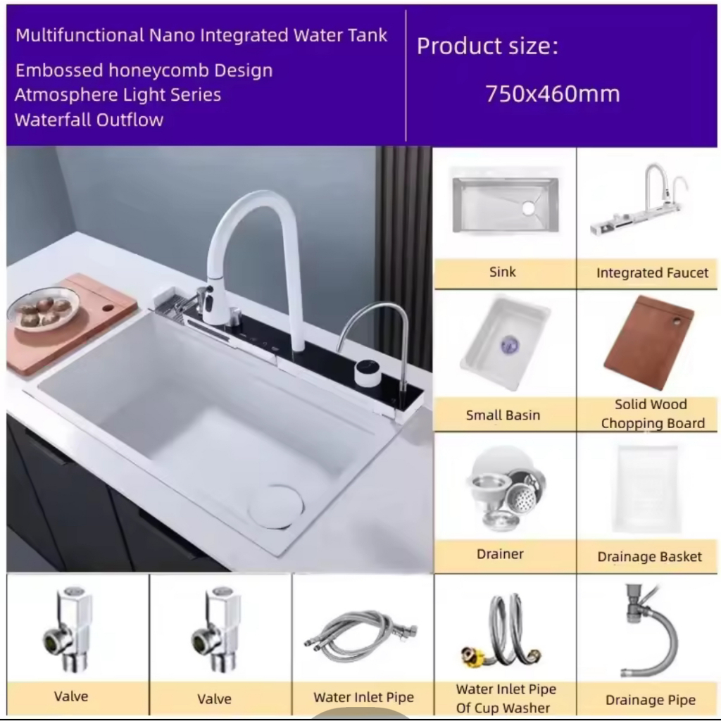 Kitchen Sink Handmade kitchen sink 304 Stainless steel kitchen Nano ...